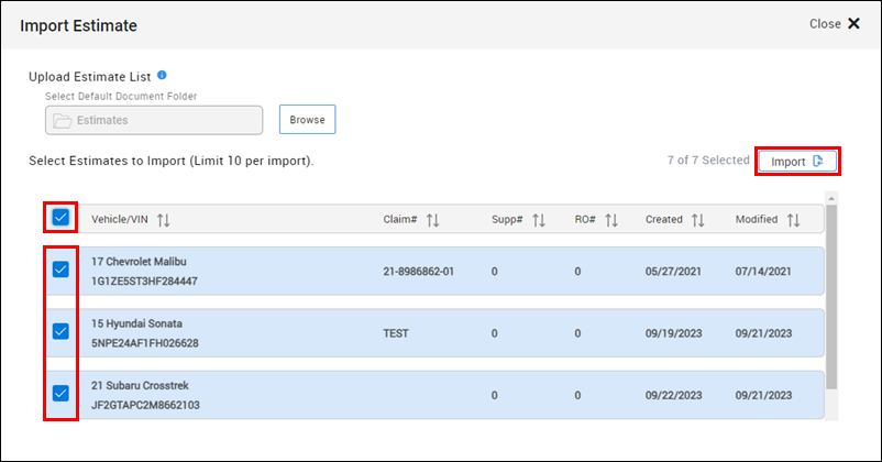 Importing Estimates | ALLDATA