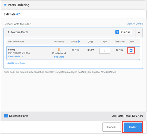 AutoZone Parts Ordering | ALLDATA